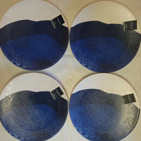 Dining | 4x Nautica Home Blue White Wave Dinner Plates Melamine ...